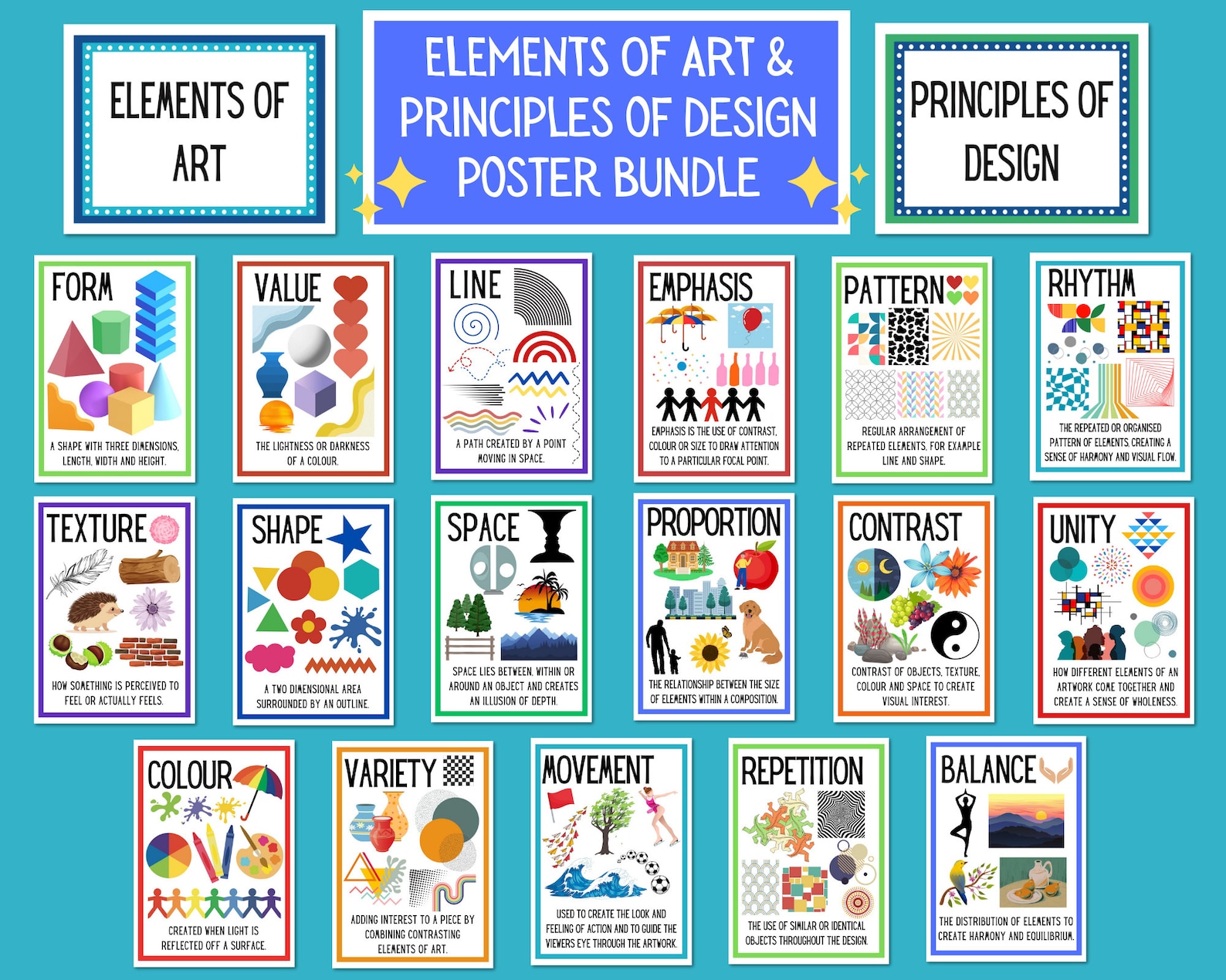 Principles of Design and Elements of Art Poster Bundle, Art Classroom ...