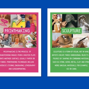 Art Classroom Posters, Media Information Posters for Art Class, Bright ...