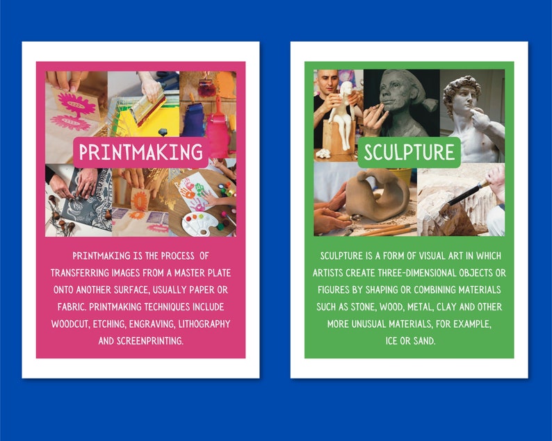 Art Classroom Posters, Media Information Posters for Art Class, Bright ...