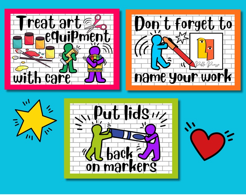 Classroom Rules Posters - Art Classroom Rules Posters - Keith Haring ...
