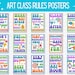 Art Classroom Rules Posters, Primary, Elementary and Middle School Art ...