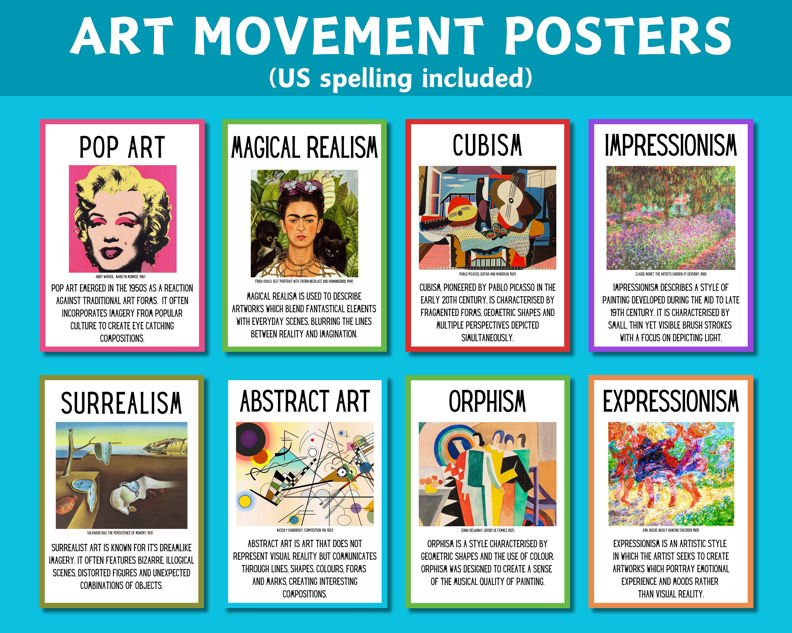 Art Classroom Posters - Art Movements Posters - Art Teaching Materials ...