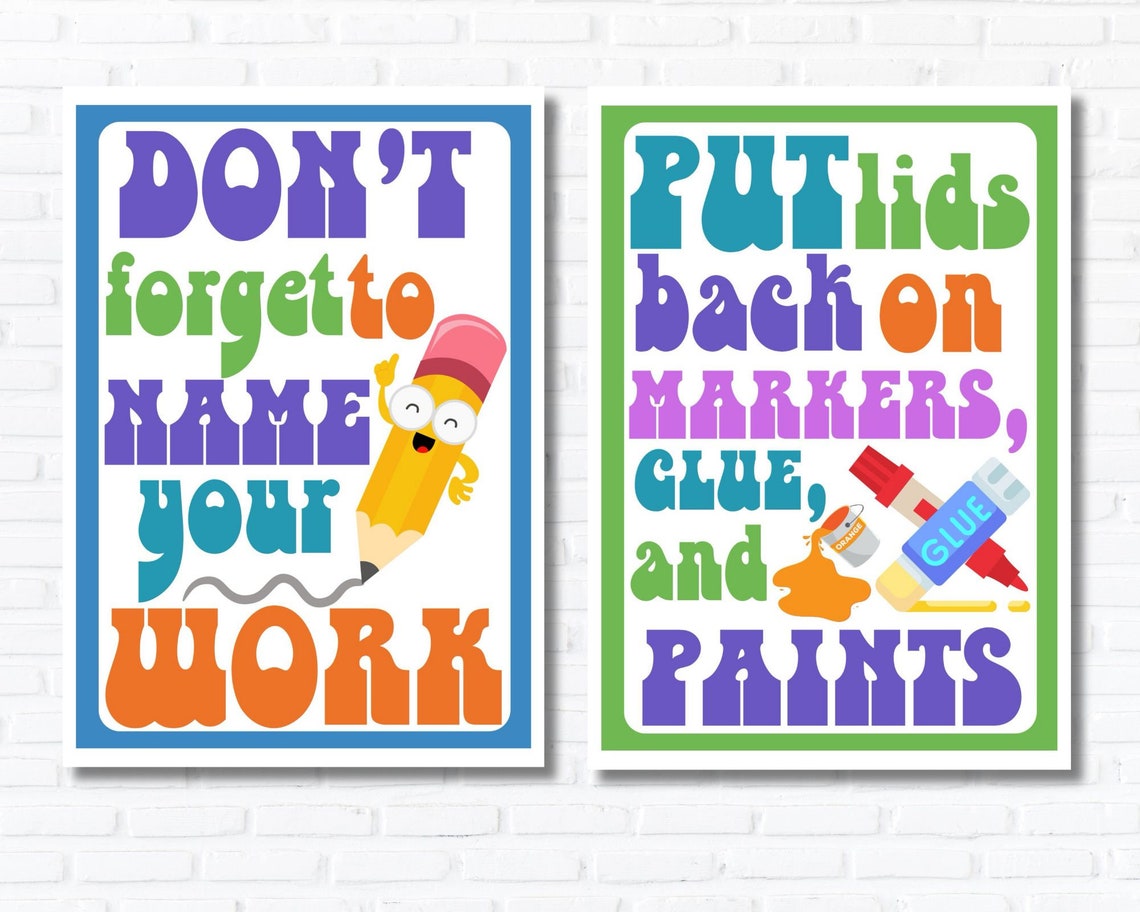 Art Classroom Rules Posters, Primary, Elementary and Middle School Art ...