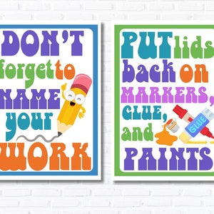 Art Classroom Rules Posters, Primary, Elementary and Middle School Art ...