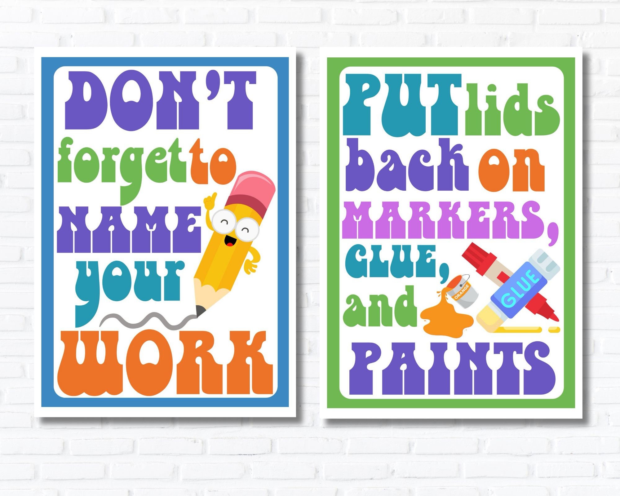 Art Classroom Rules Posters, Primary, Elementary and Middle School Art ...