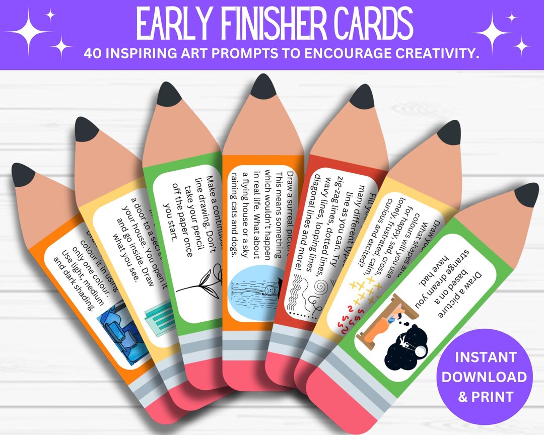 Early Finisher Art Prompt Cards, Art Prompts for Kids, Art Teaching ...