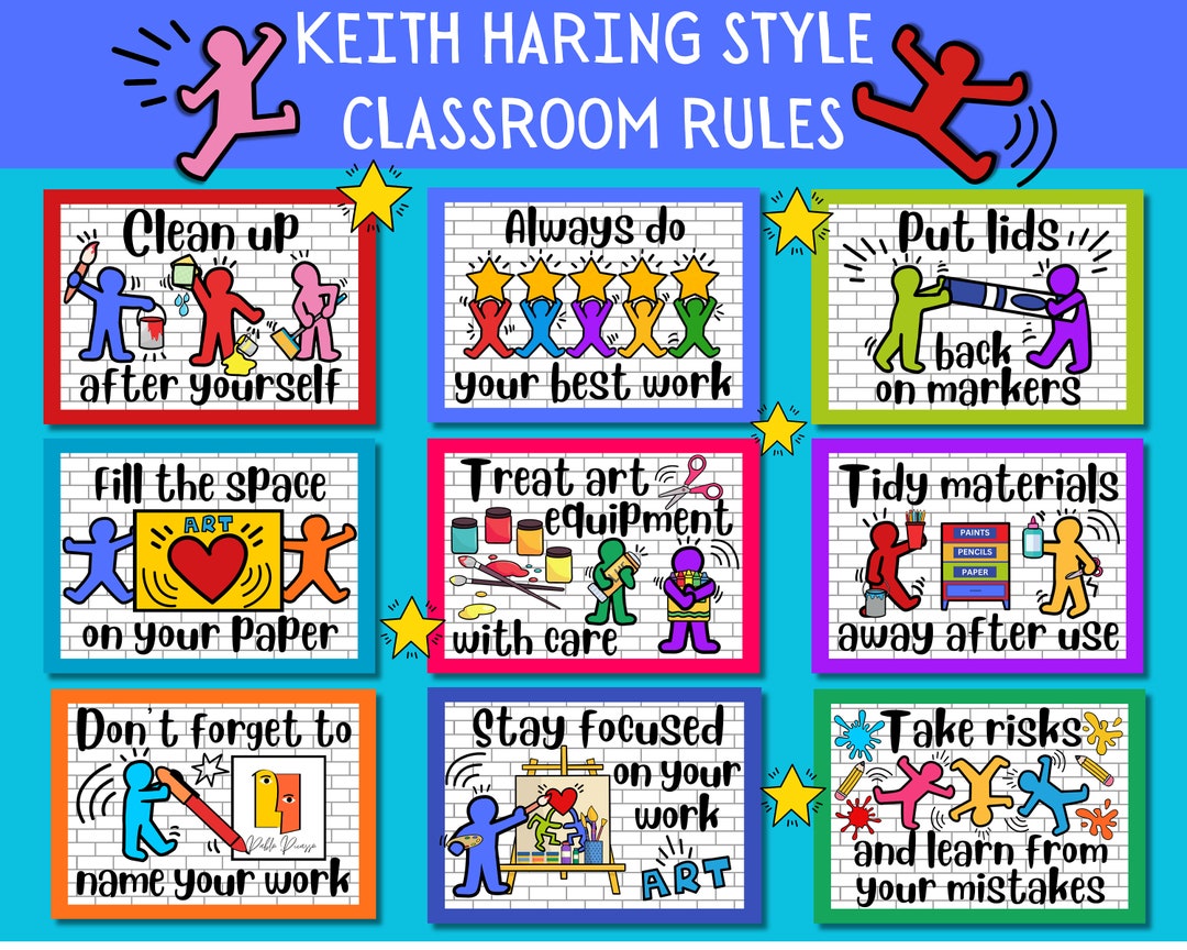 Classroom Rules Posters - Art Classroom Rules Posters - Keith Haring ...