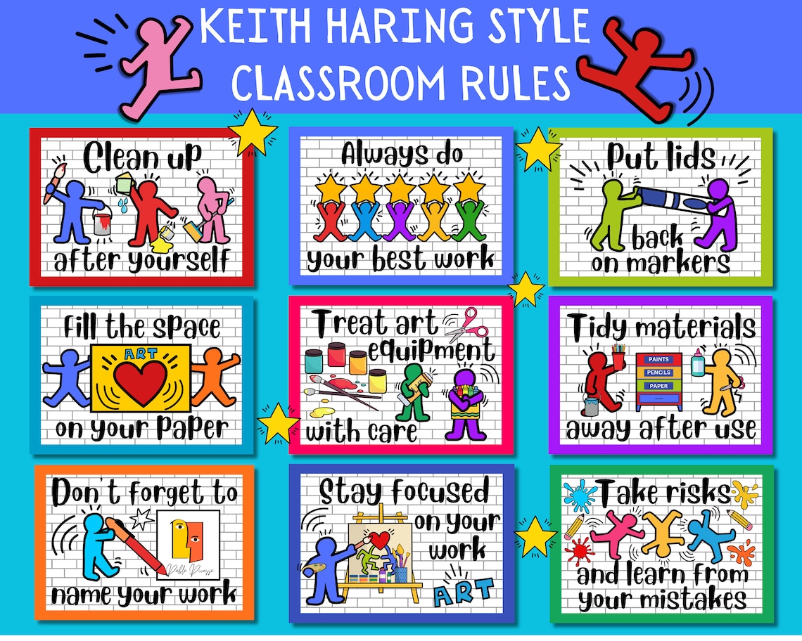 Classroom Rules Posters - Art Classroom Rules Posters - Keith Haring ...