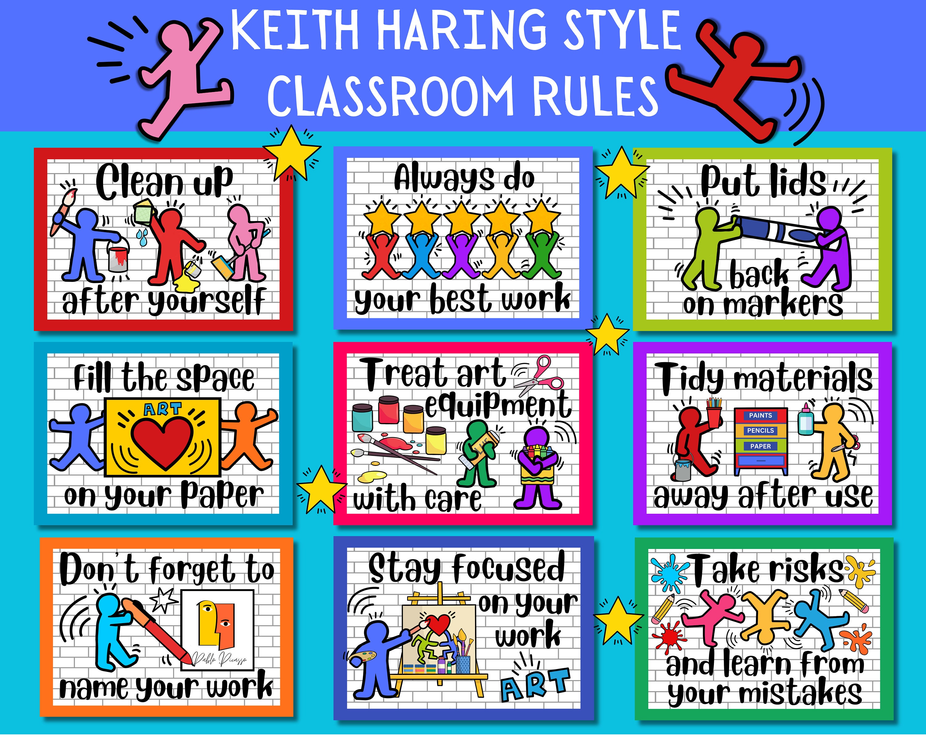 Classroom Rules Posters - Art Classroom Rules Posters - Keith Haring ...