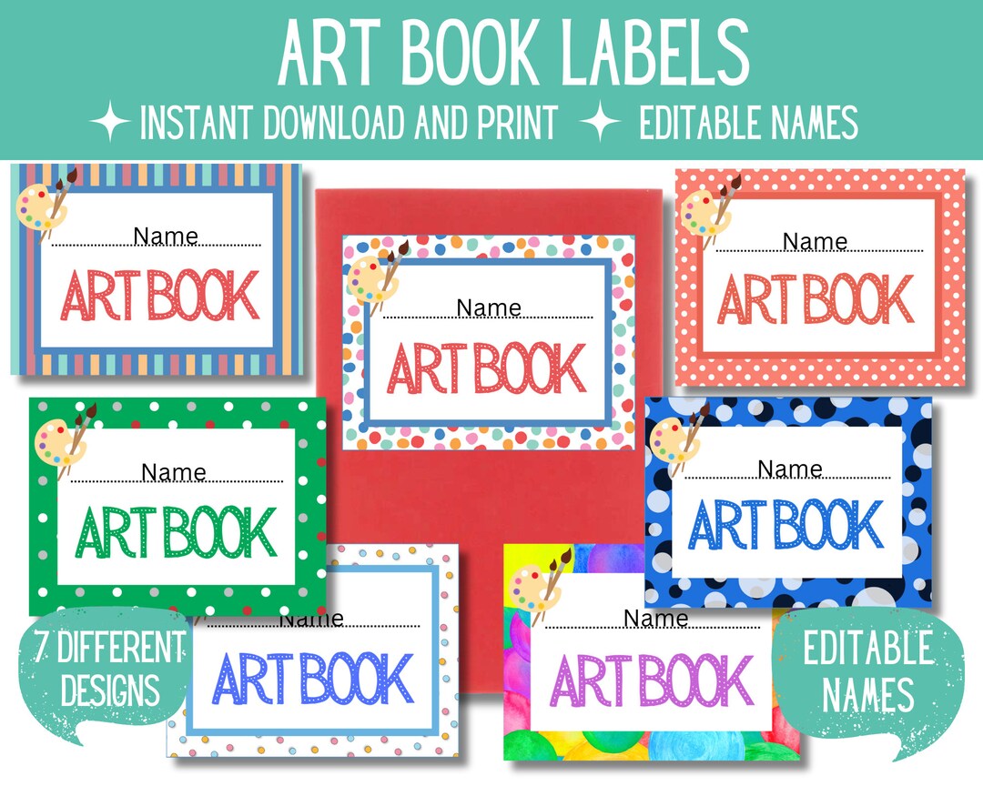Art Book Name Labels, Pupils Book Labels,sketch Book Labels, School ...