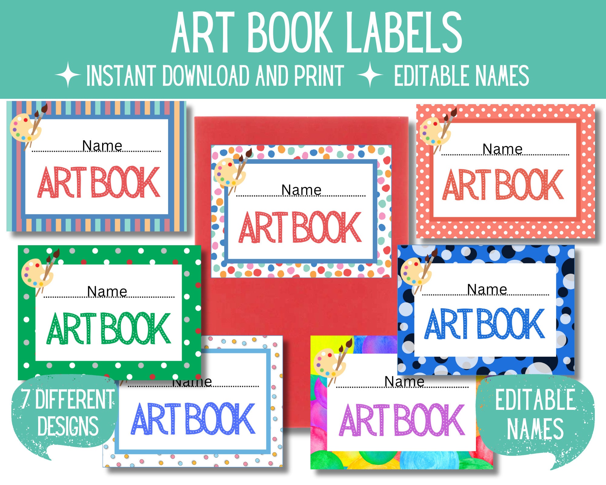 Art Book Name Labels, Pupils Book Labels,sketch Book Labels, School ...