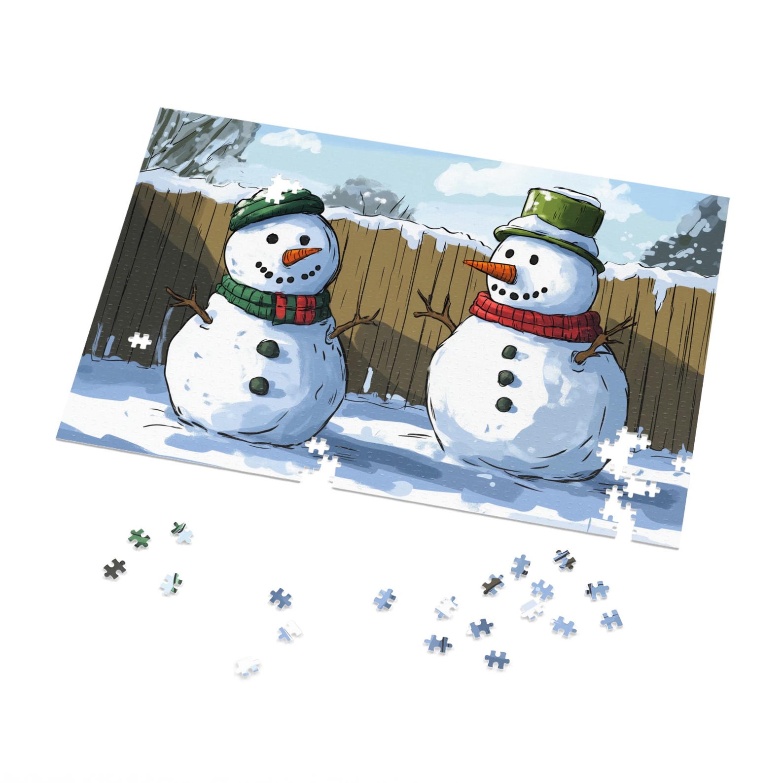 1000-piece Christmas Jigsaw Snowmen With Scarves and Hats Picture ...