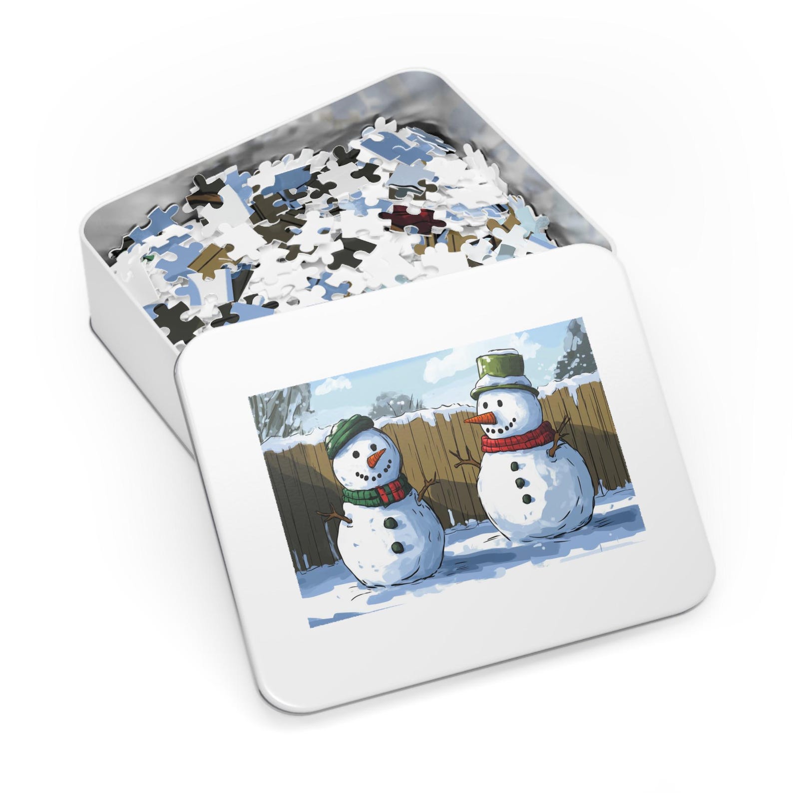 1000-piece Christmas Jigsaw Snowmen With Scarves and Hats Picture ...