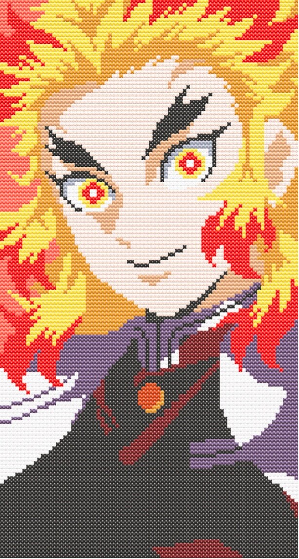 Rengoku Demon Slayer Cross Stitch Pattern - Etsy