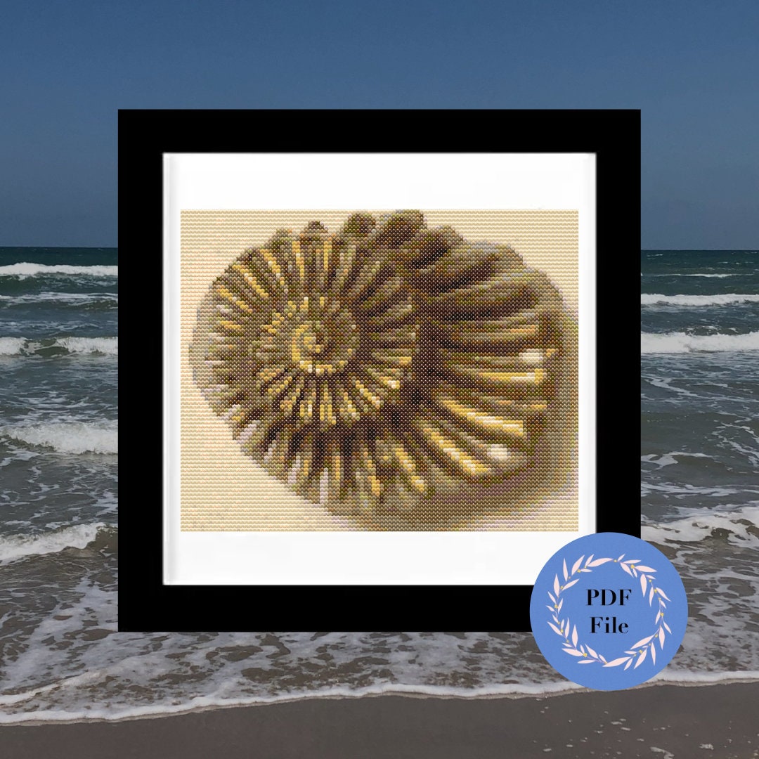 Pyrite Ammonite Cross Stitch Pattern - Etsy