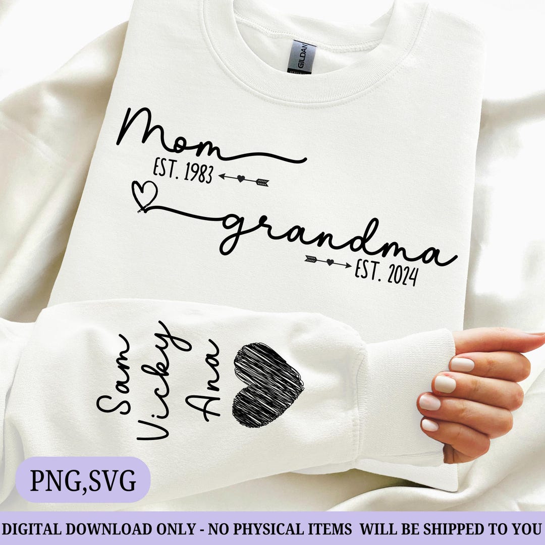 Custom Mom Grandma Est Svg, Retro Mama Png, Mama With Kid Name on ...