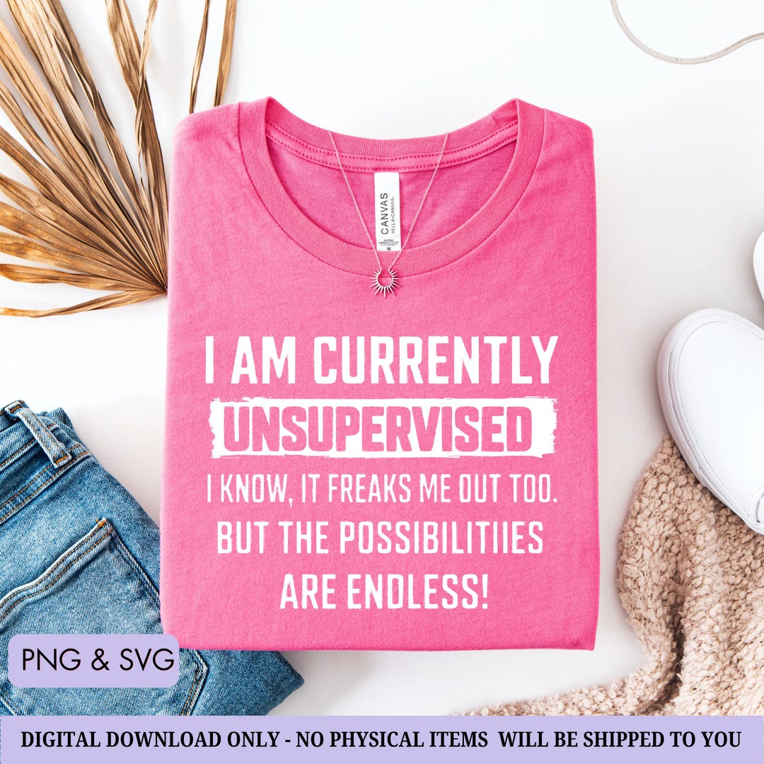 Meme Funny I Am Currently Unsupervised T-shirt Design Png Svg ...