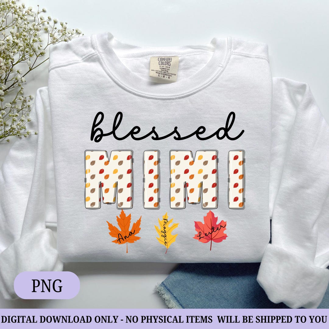Personalized Blessed Mimi, Grandma Png Gift, Mimi T Shirt Design, Fall ...