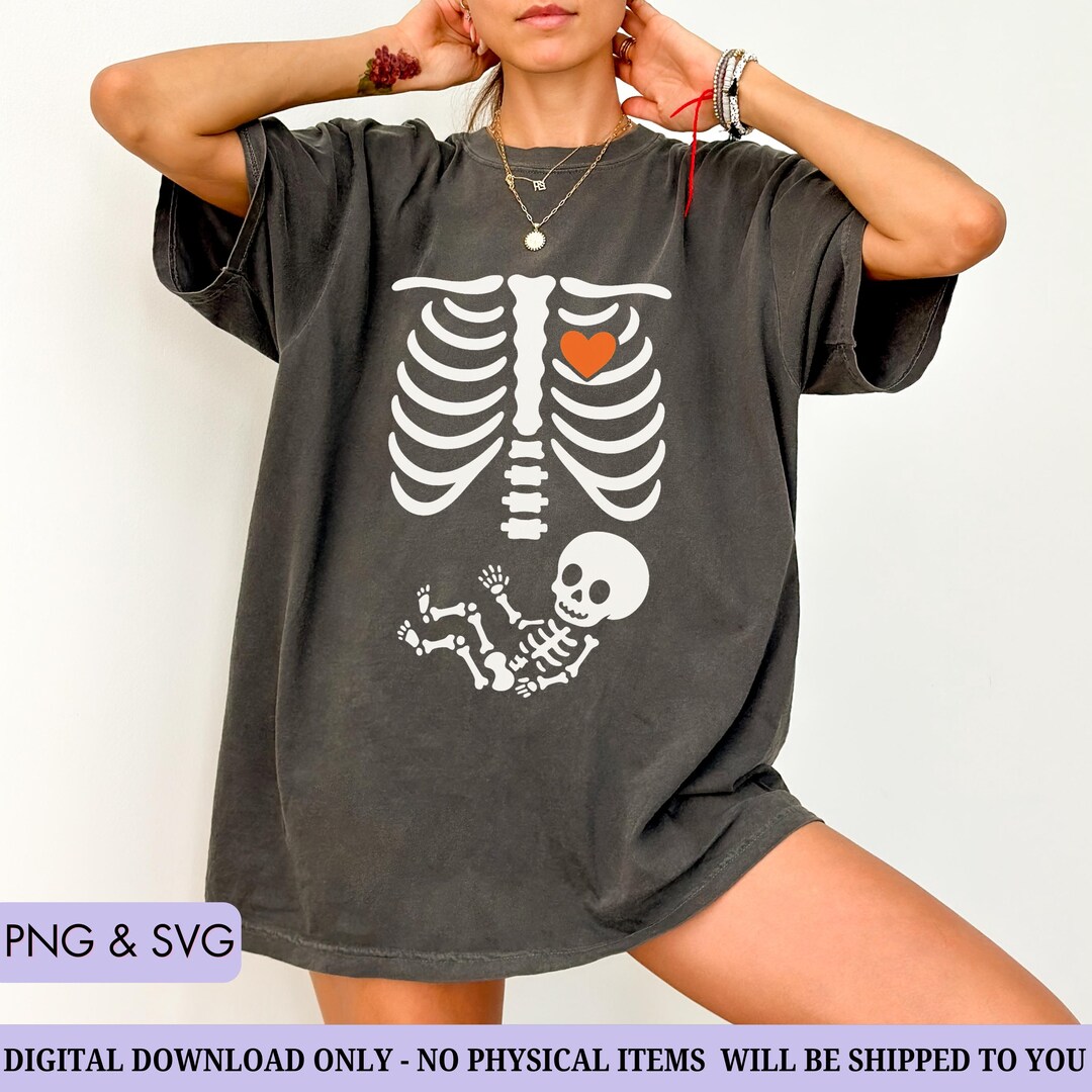 Skeleton Halloween Maternity Png Svg, Funny Pregnancy Announcement ...