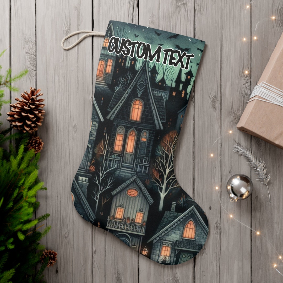 Goth Halloween Theme Christmas Custom Santa Stocking, Spooky Christmas ...