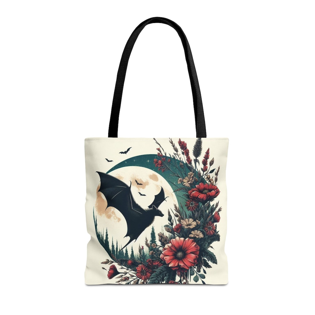 Celestial Bat Tote, Goth Cottagecore, Dark Academia Accessories, Moon ...