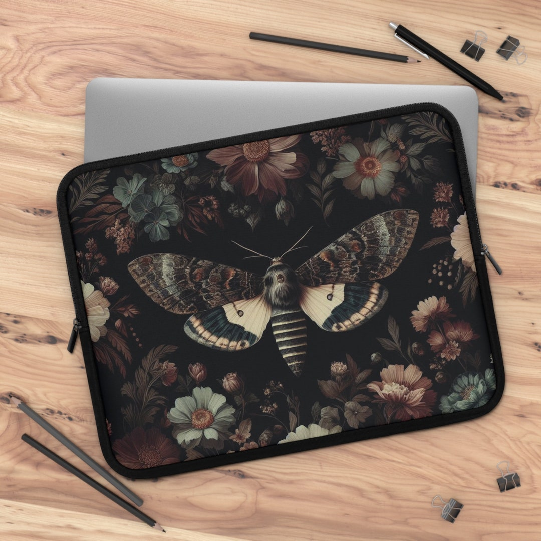 Dark Academia Celestial Moth Laptop Sleeve, Tablet Case, Dark Boho ...