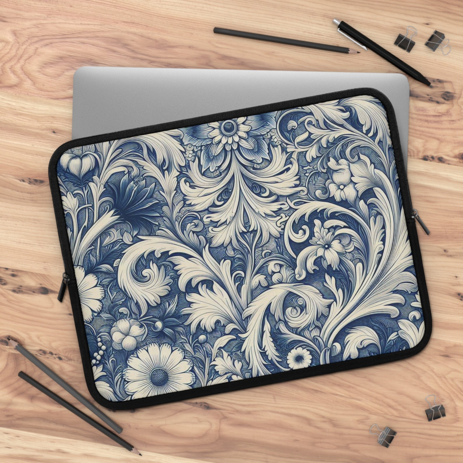 William Morris Inspired Navy Blue Pattern, Dark Academia Cottagecore ...