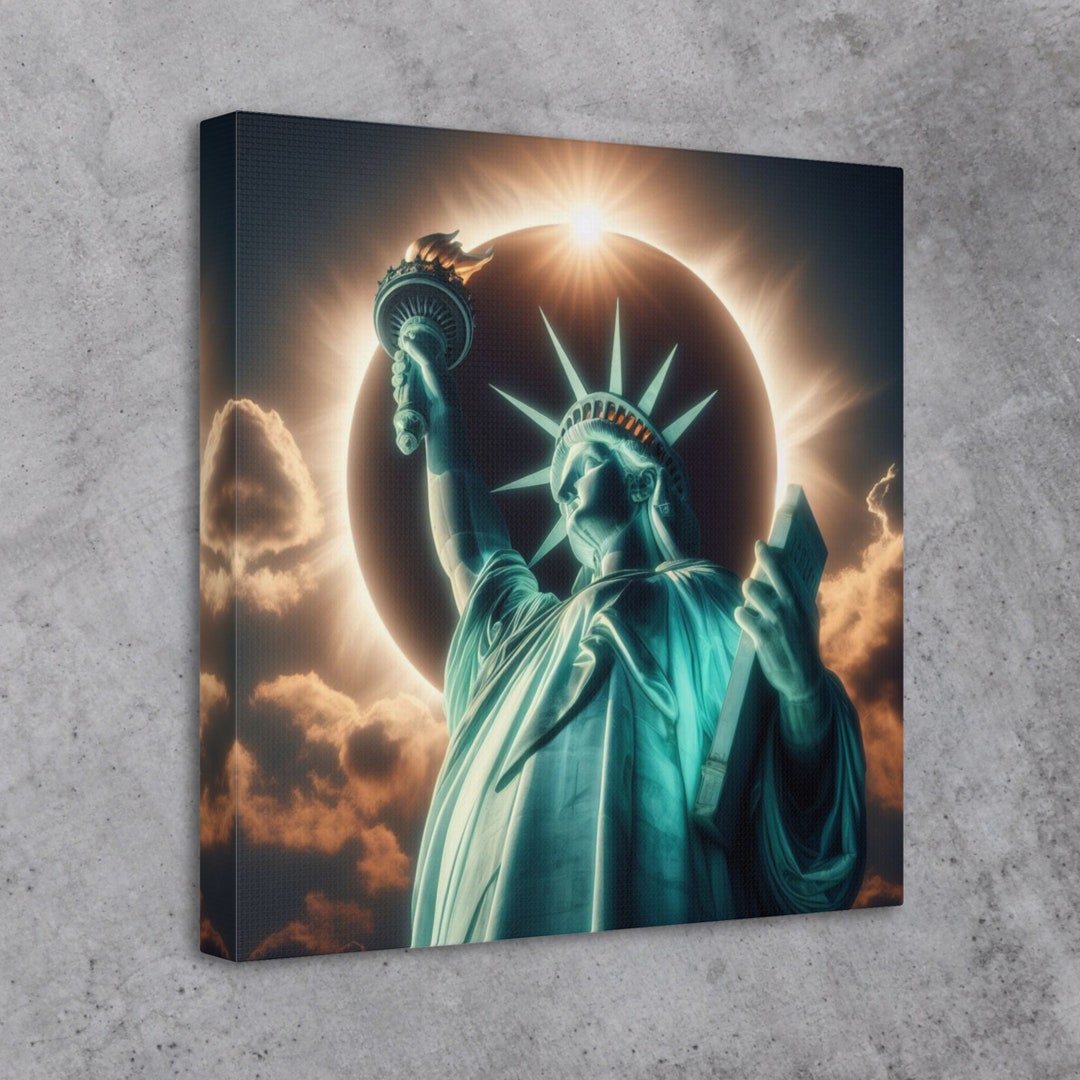 Total Solar Eclipse Over New York Large Matte Canvas, 12x12,16x16,24x24 ...