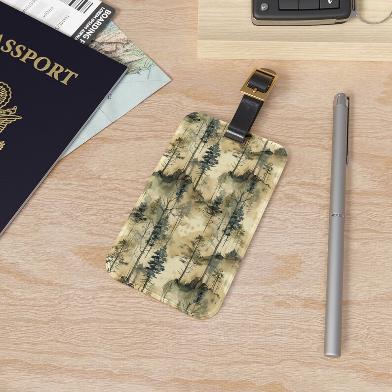 Pine Forest Woodland Cottagecore Luggage Tag, Floral Travel Accessories ...