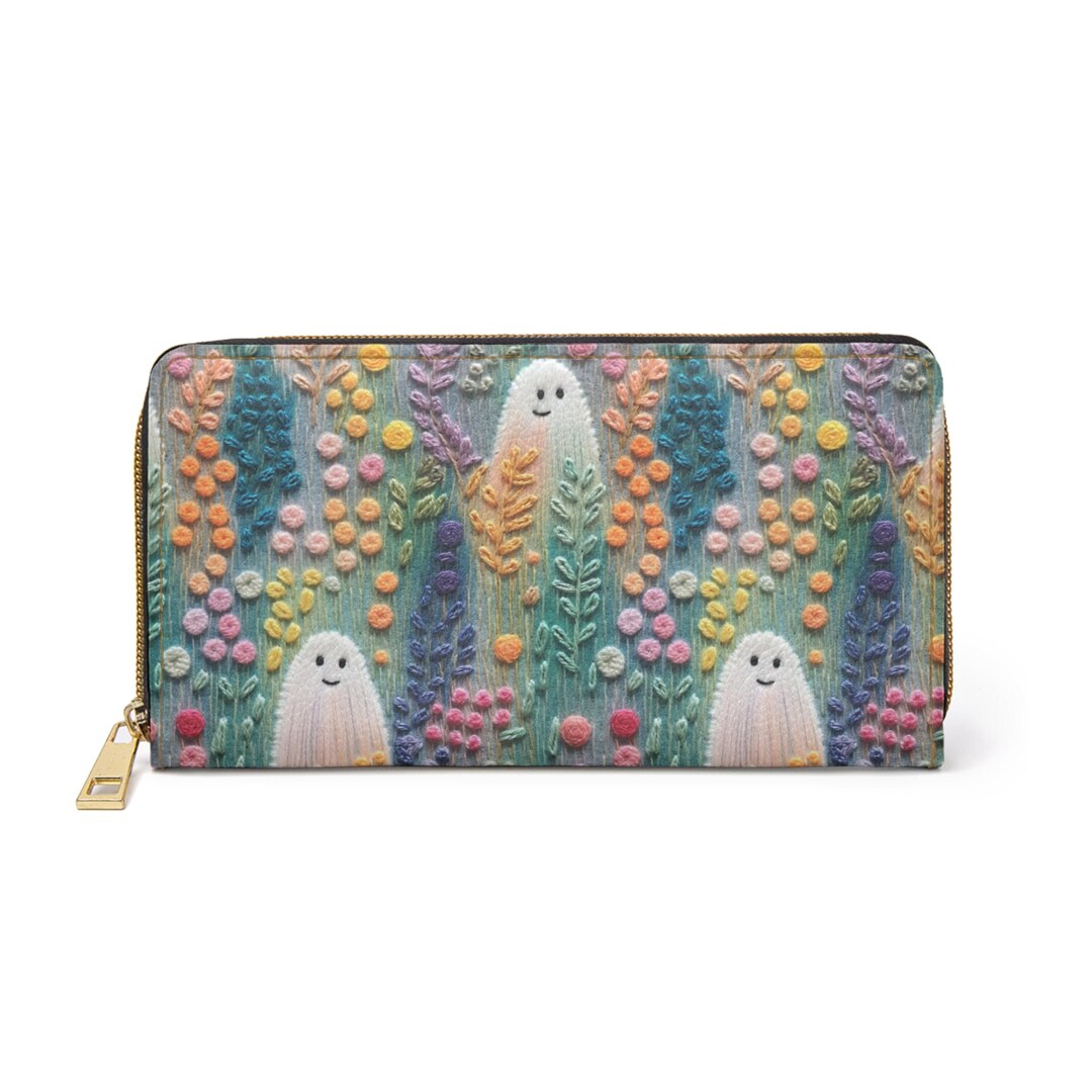 Summer Wallet, Zipper Purse, Cute Ghosts Clutch, Large Wallet, Cute ...