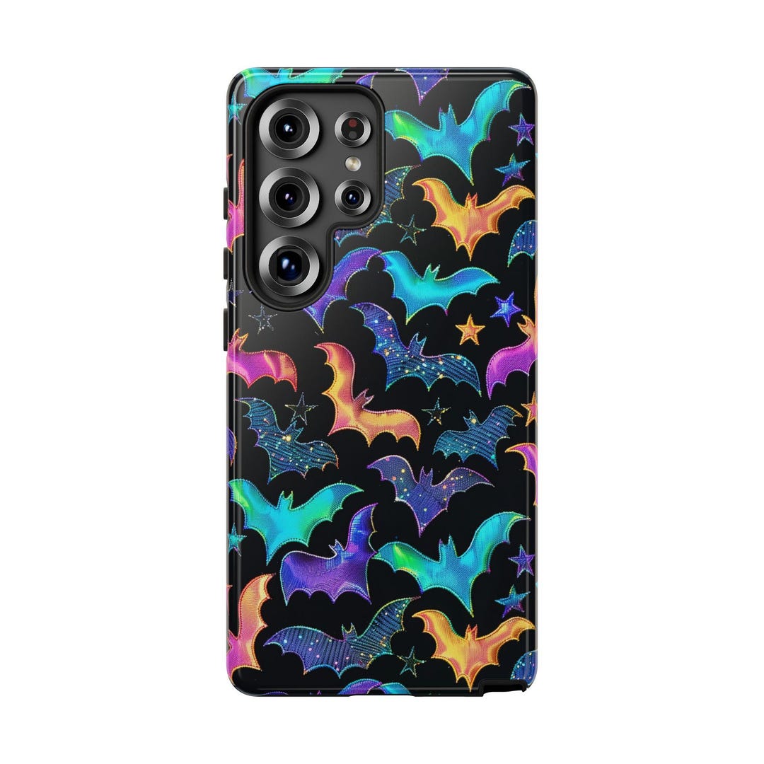 Glossy Gothic Bat Phone Case: Spooky Neon Bats - Etsy