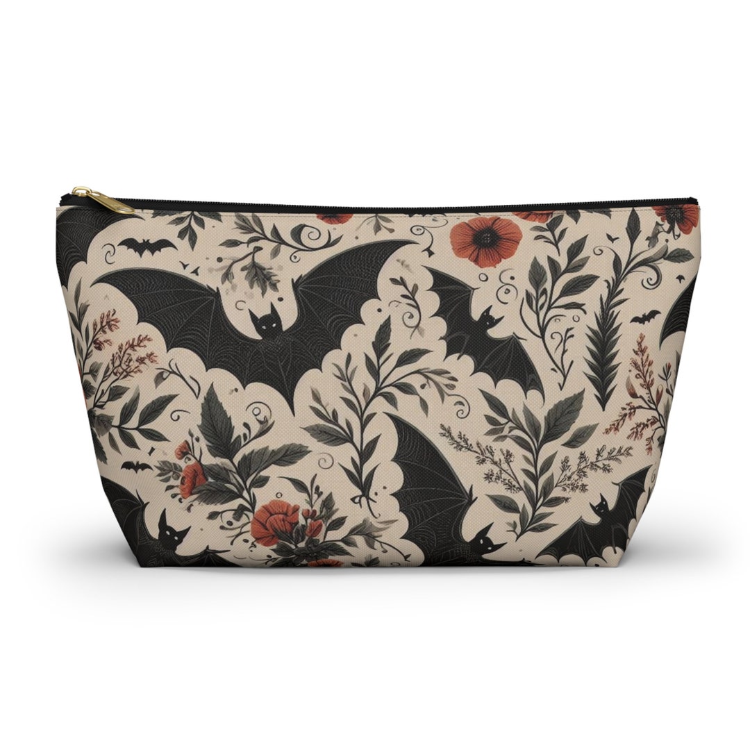 Bat Print Zipper Pencil Pouch, Goth Accessory, Dark Academia ...