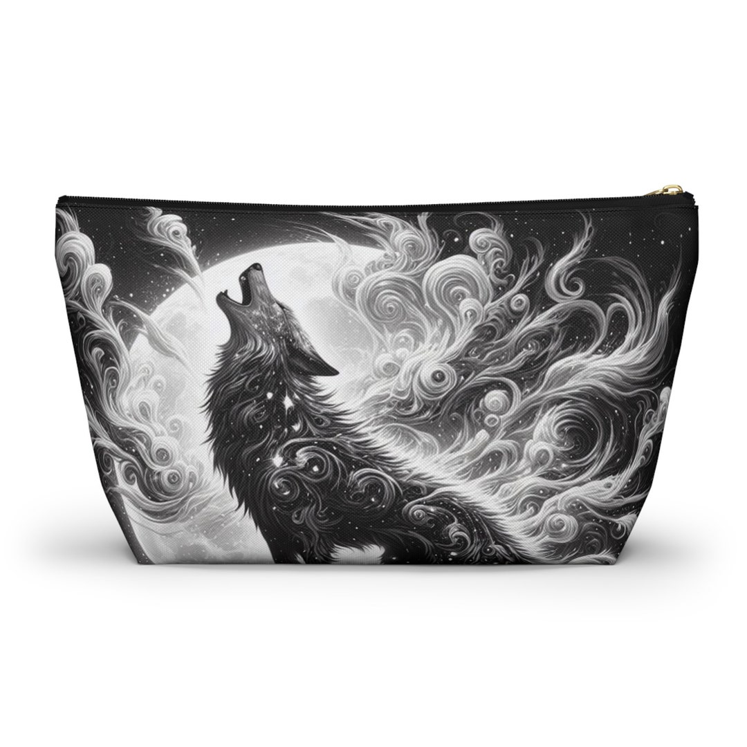 Celestial Wolf Print Pouch: Dark Academia Cosmetic Bag - Etsy