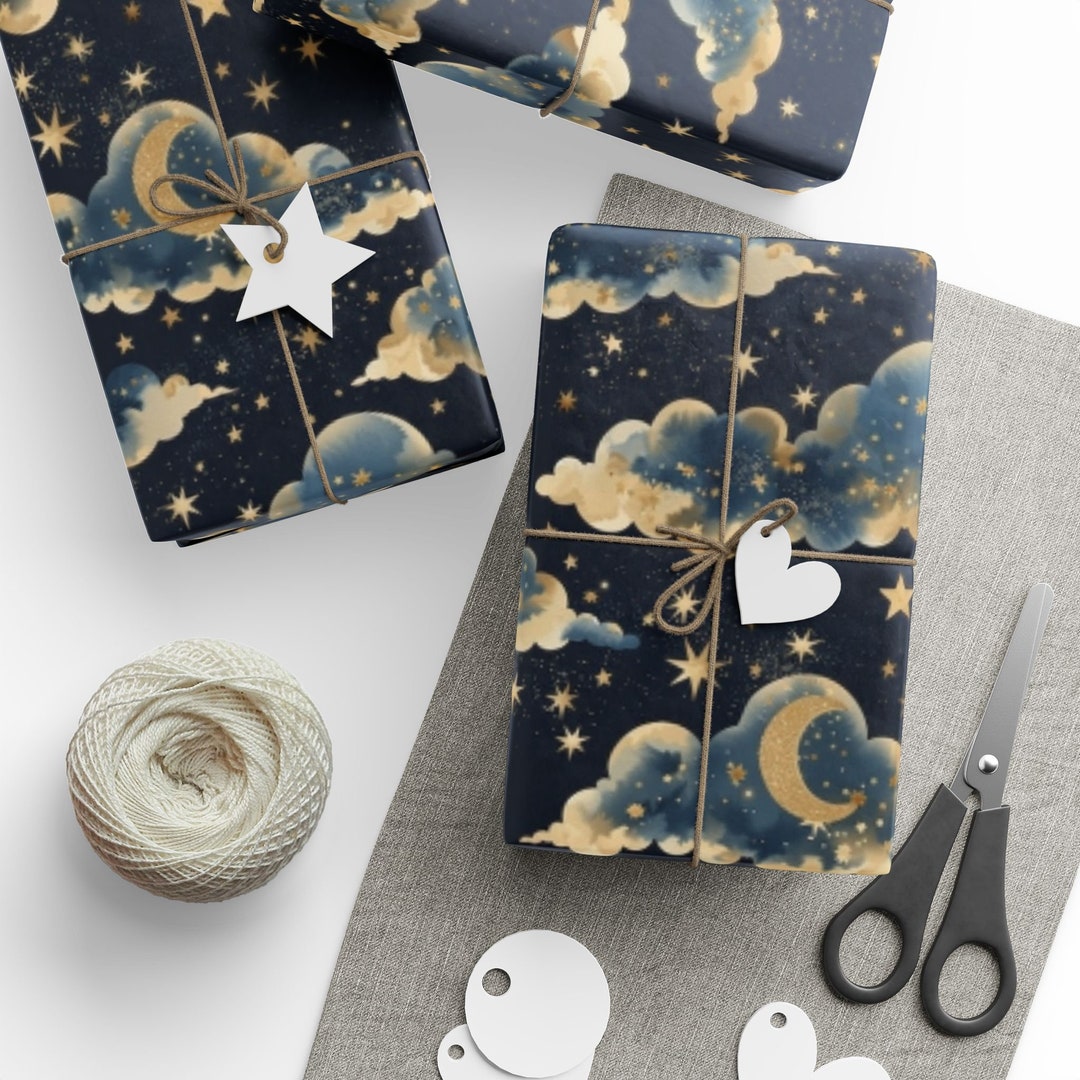 Starry Night Sky Dark Academia Wrapping Paper, Multiple Sizes ...