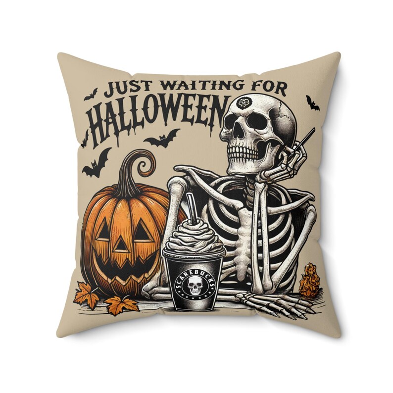 Waiting for Halloween Skeleton Pillow, Fall Home Decor - Etsy