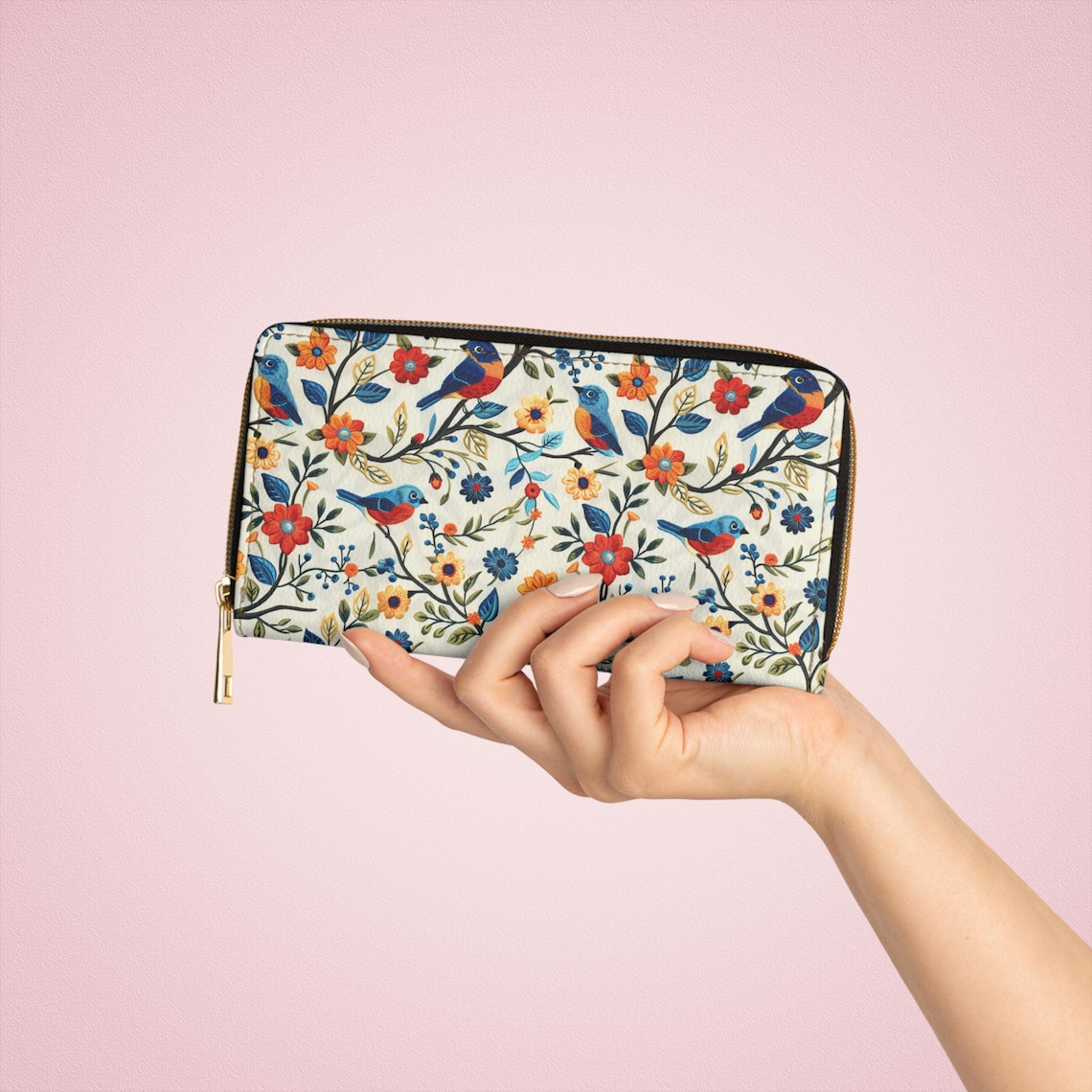 Bird Floral Print Zipper Wallet: William Morris Style Clutch - Etsy