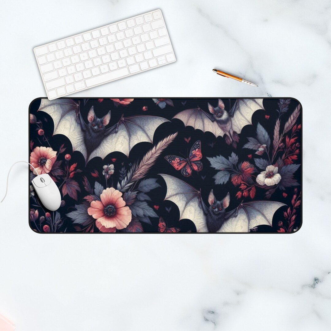 Cottagecore Spooky Bat Desk Mat, Dark Academia Desk Mat, Dark Moth ...