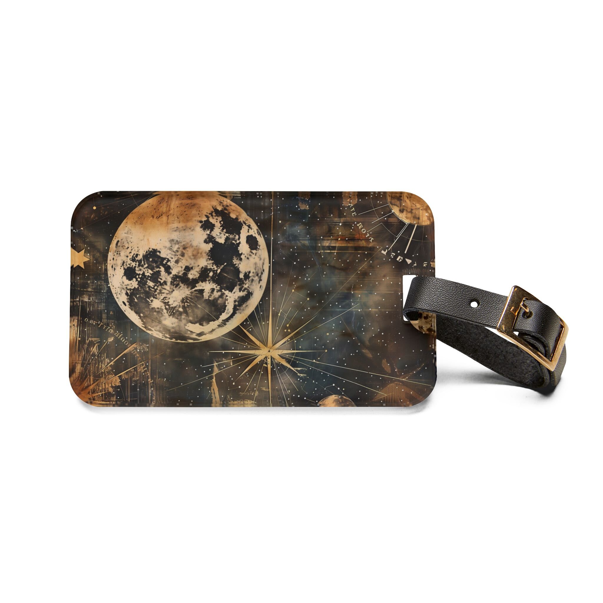 Celestial Moon Luggage Tag: Cosmic Travel Accessory - Etsy
