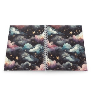 Celestial Pastel Starry Night Spiral Notebook, Cosmic School Supplies ...