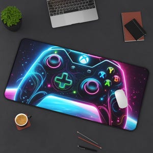 Celestial Neon Gamer Desk Mat, Gaming Desk Pad, RGB Office Accessory ...