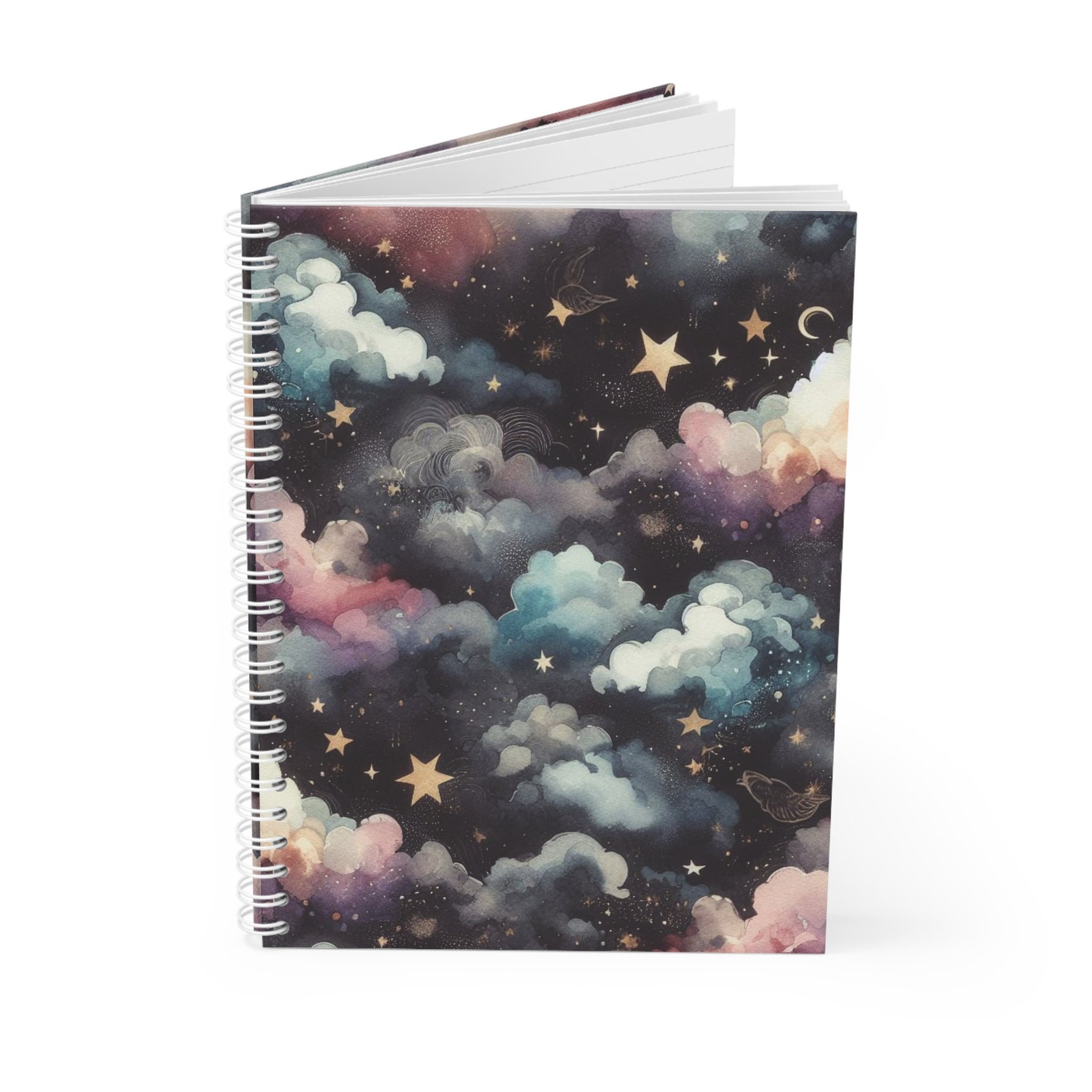 Celestial Pastel Starry Night Spiral Notebook, Cosmic School Supplies ...