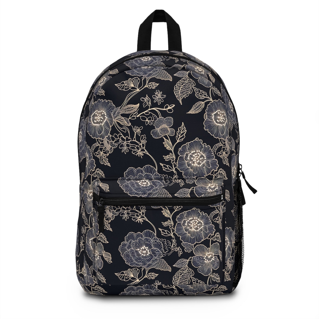 Vintage Navy Floral Backpack: Cottagecore School Travel Bag - Etsy