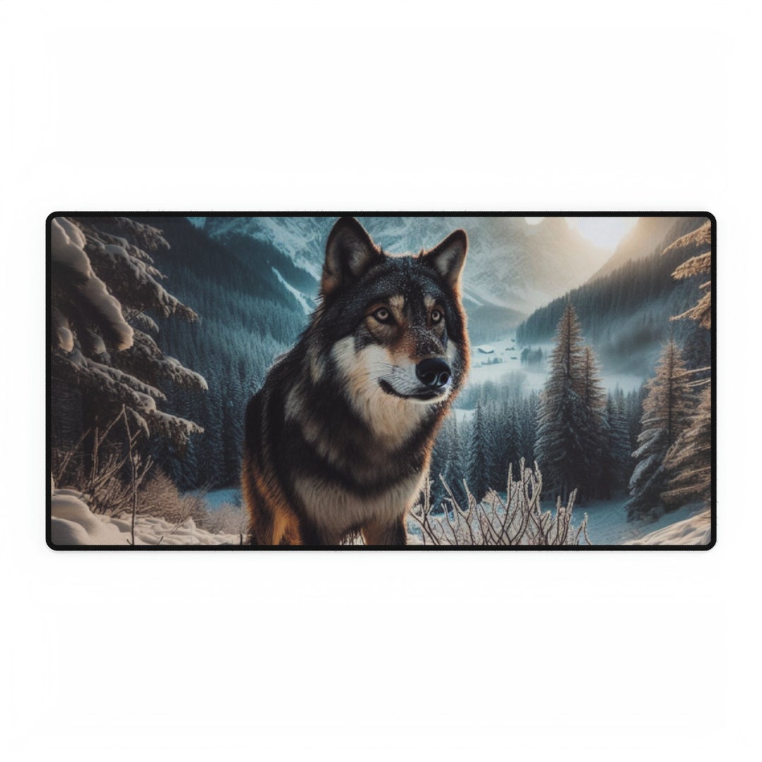 Wolf Desk Mat, Nature Aesthetic, Gifts for Him, Forest and Animals ...