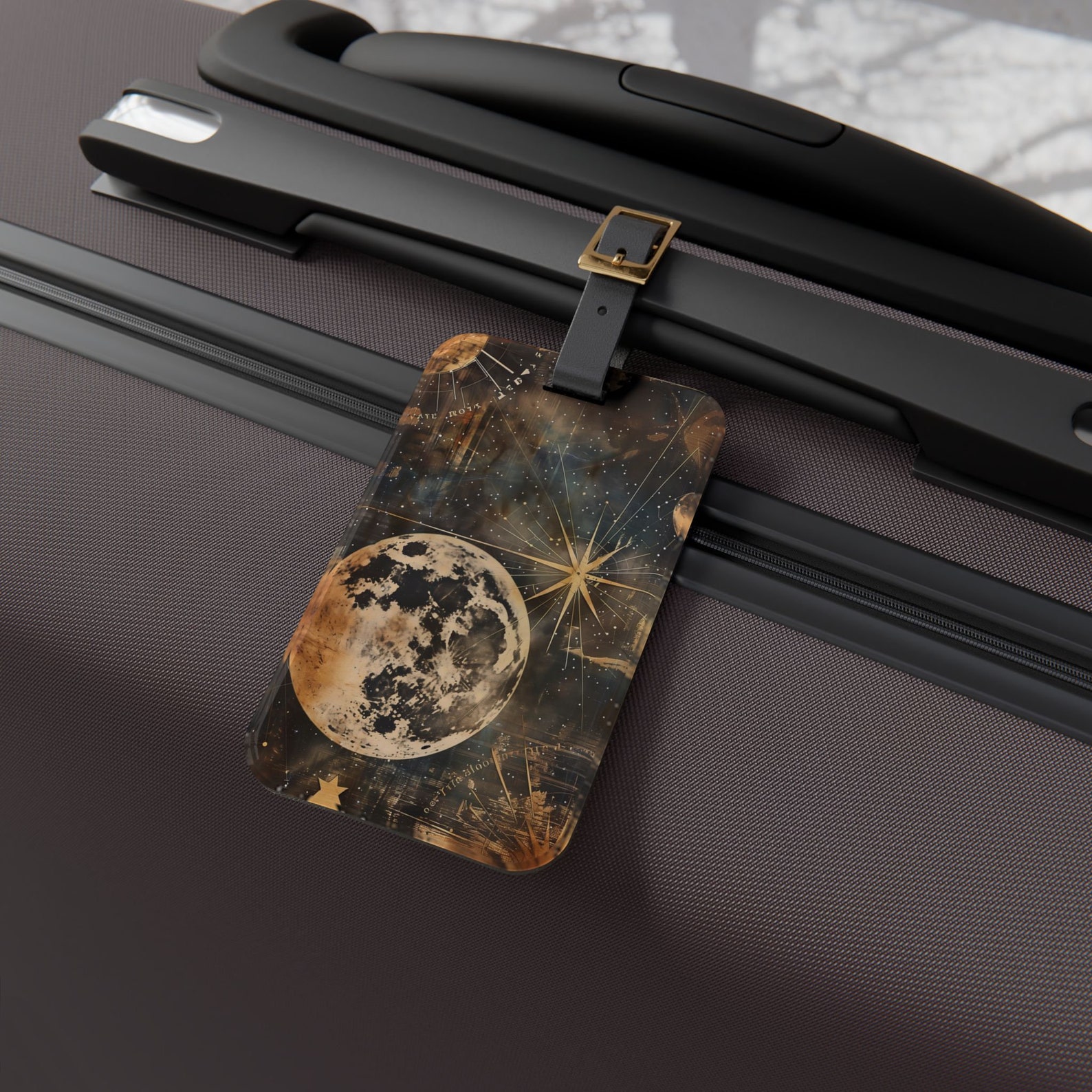 Celestial Moon Luggage Tag: Cosmic Travel Accessory - Etsy