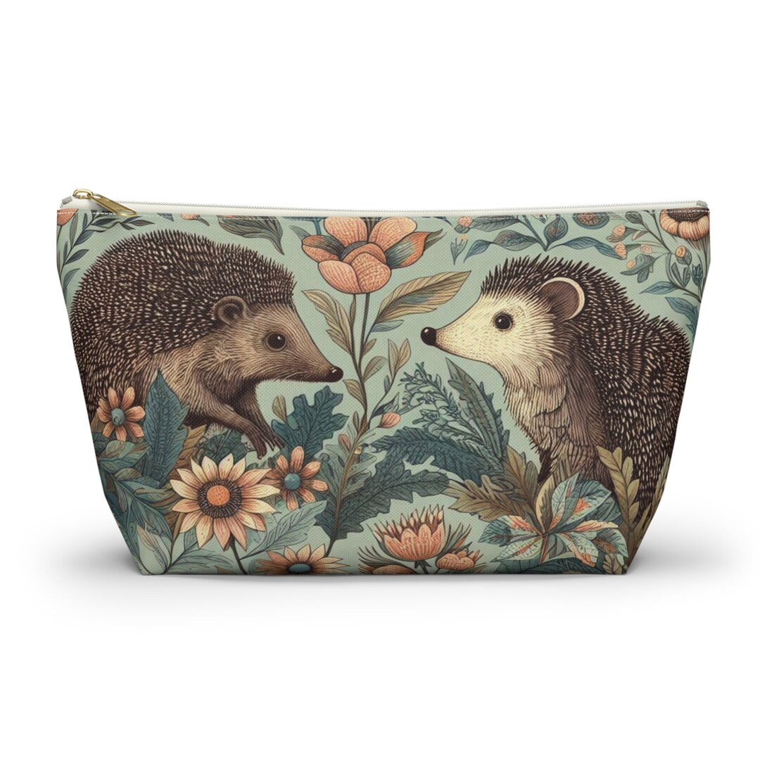 Hedgehog Forest Pencil Pouch: Nature Theme Cosmetic Bag - Etsy