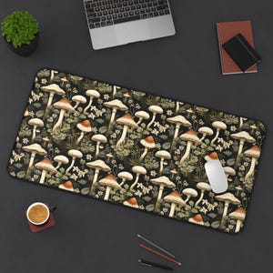 Ark Academia Boho Mushroom Desk Mat, Dark Cottagecore, Halloween Home ...