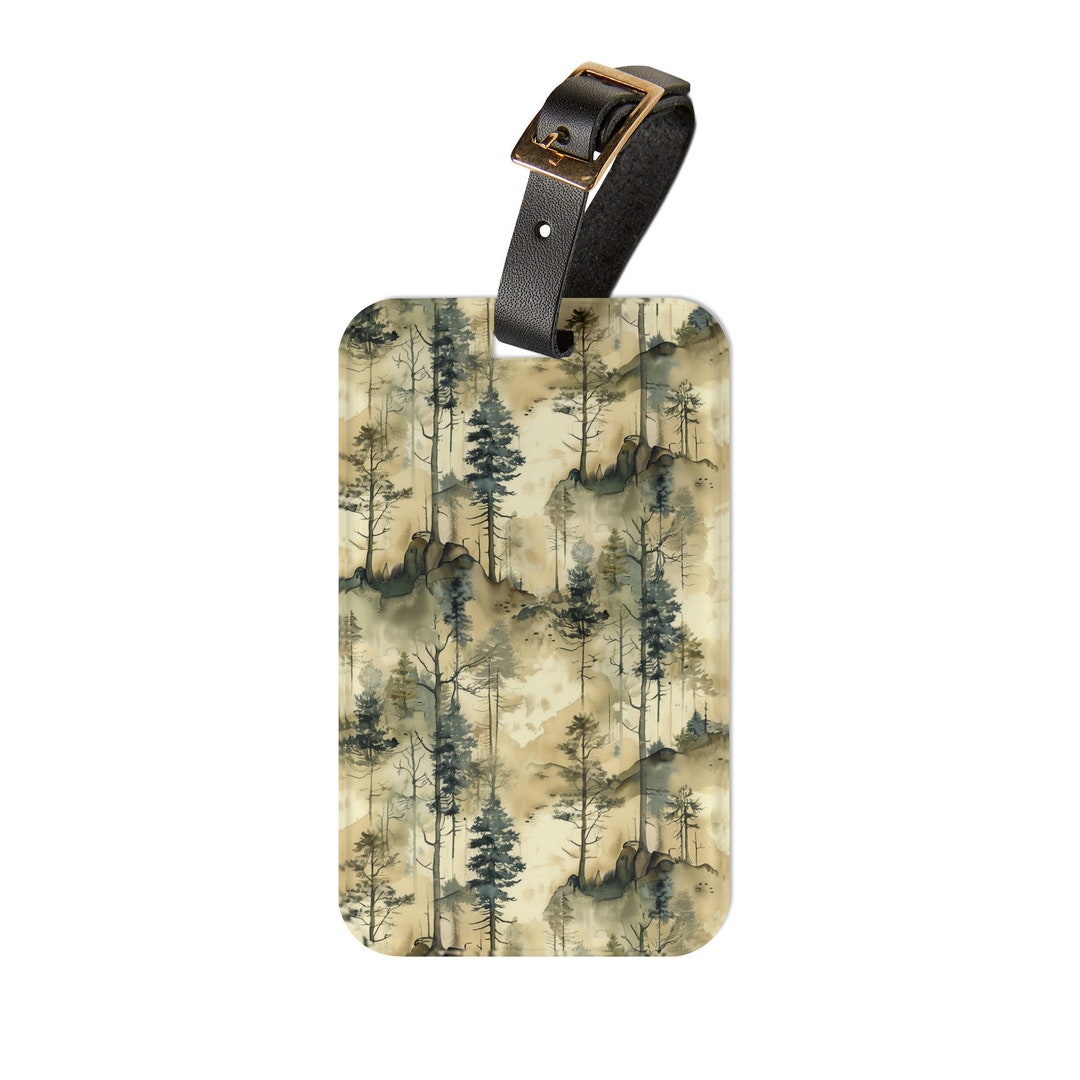 Pine Forest Woodland Cottagecore Luggage Tag, Floral Travel Accessories ...