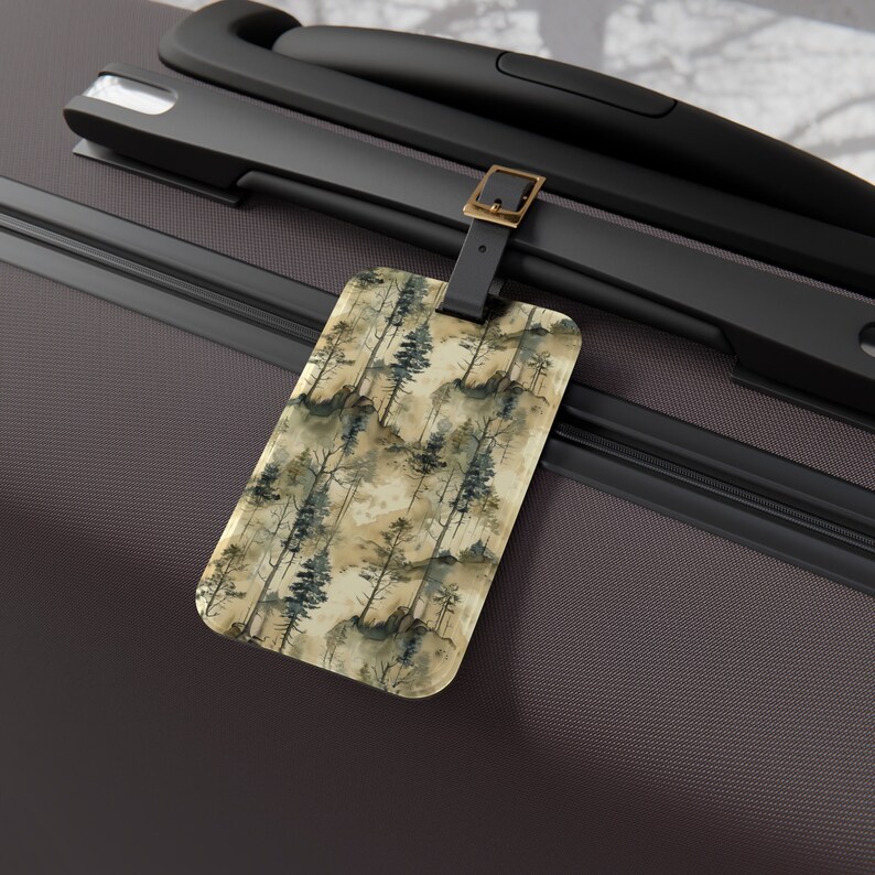 Pine Forest Woodland Cottagecore Luggage Tag, Floral Travel Accessories ...