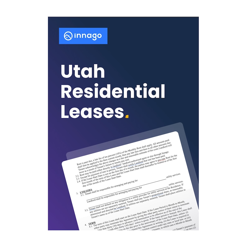 Utah Residential Lease Form (downloadable, Printable) - Etsy