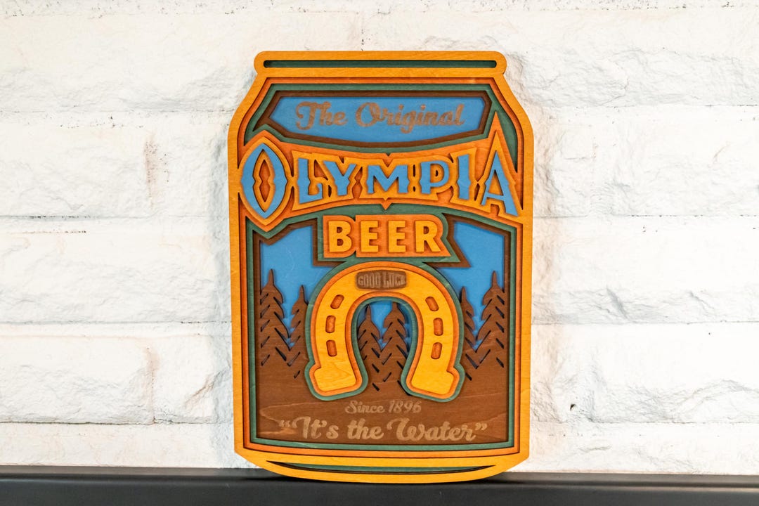 Olympia Beer Can Vintage Brewery Sign Layered Wood Art - Etsy